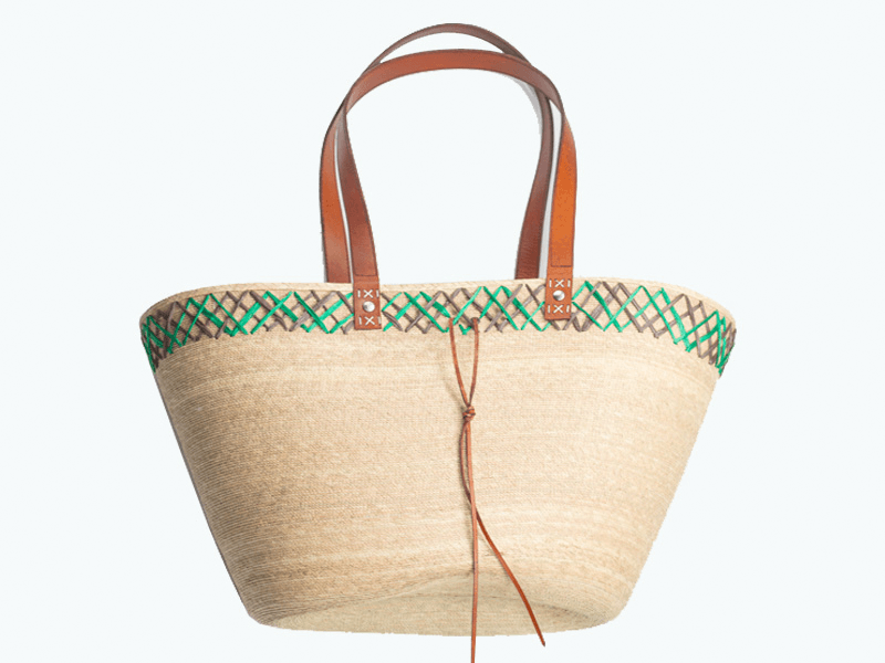 Basket Bag With Leather Accents - Corazón Playero